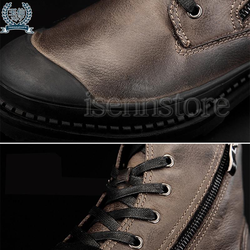 本革プレーントゥ ワークブーツ 男性用 メンズ レースアップ ブーツ