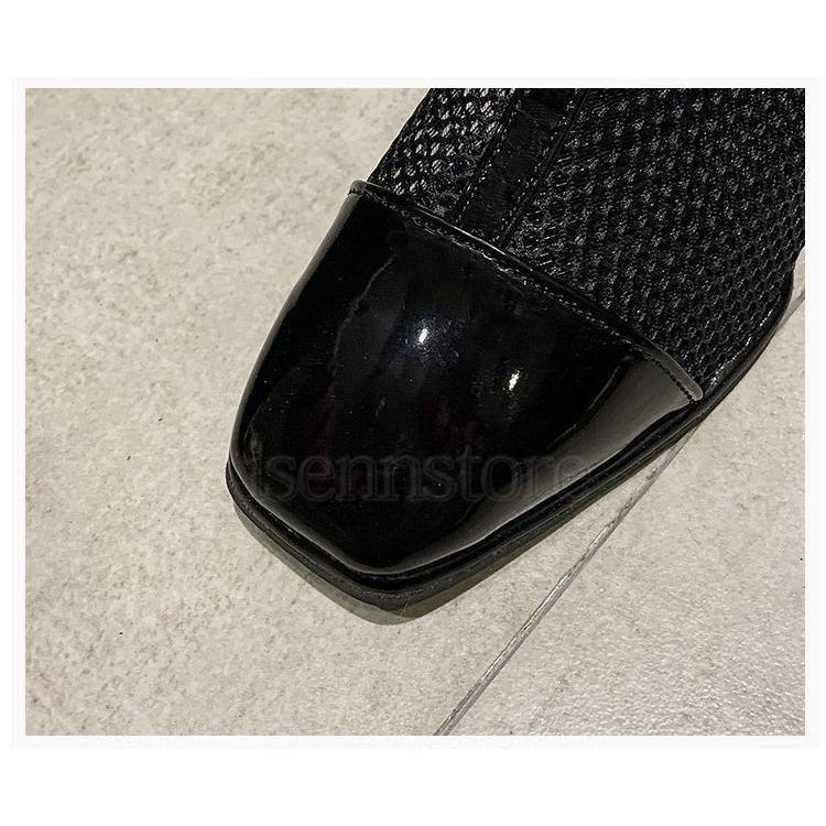 サンダル レディース スクエアトゥ 太ヒール シースルー メッシュ