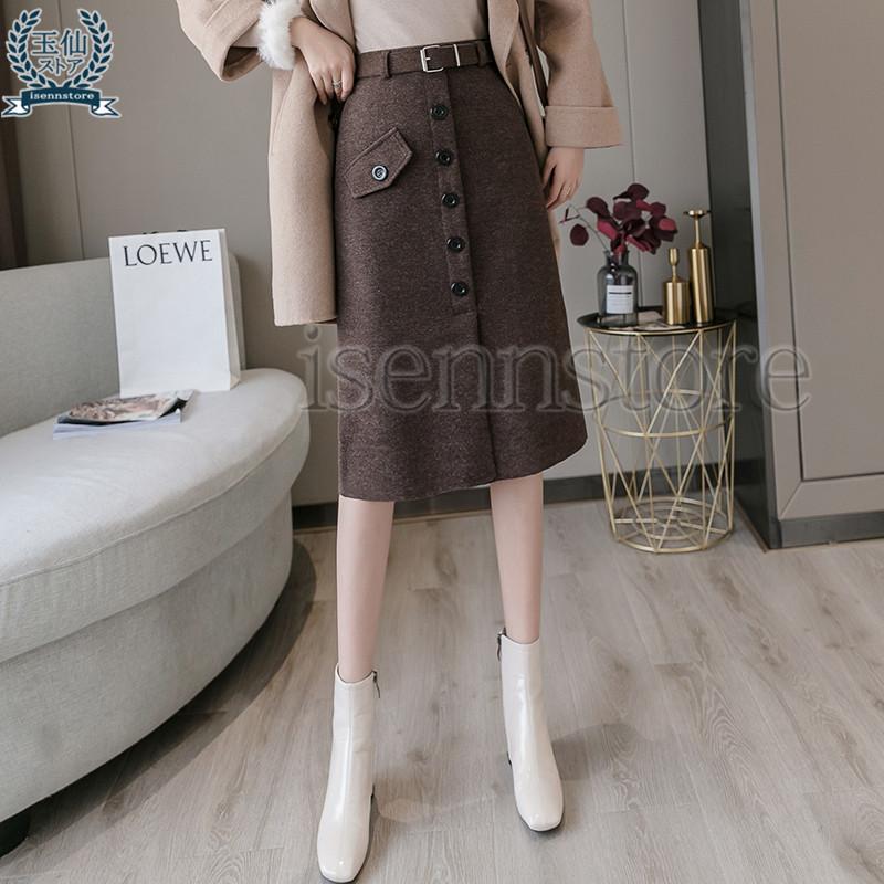 スカート ボトムス レディース 秋 冬 シンプル タイトスカート ひざ丈