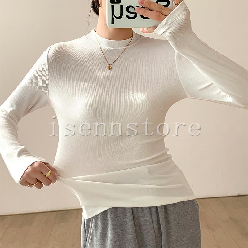 スーツ インナー カットソー 長袖 レディース トップス tシャツ スタンドネック フィット 無地 きれいめ オフィス 通勤 フォーマル 秋 ...