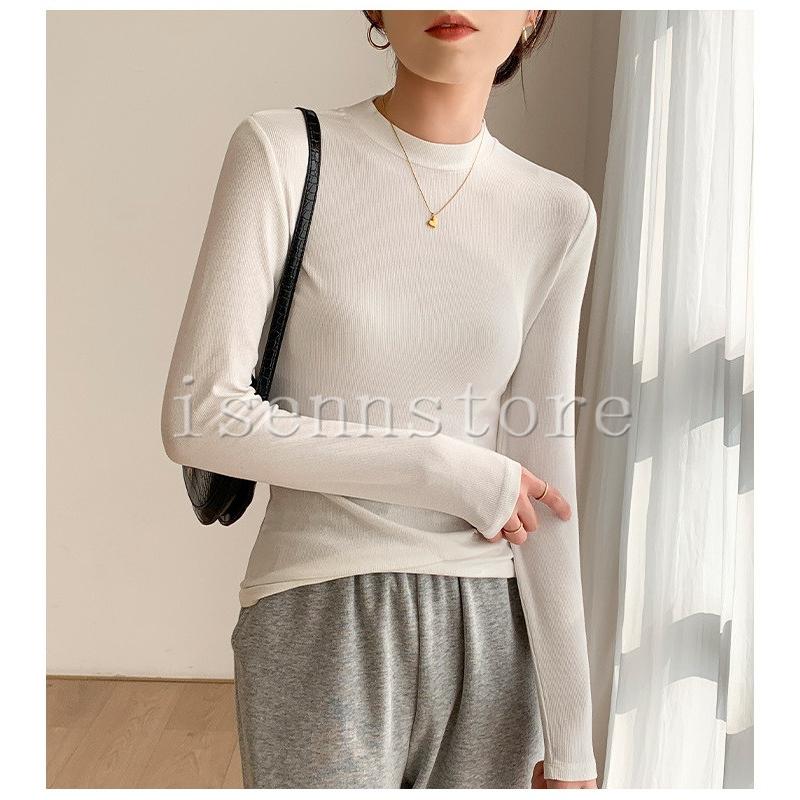 スーツ インナー カットソー 長袖 レディース トップス tシャツ スタンドネック フィット 無地 きれいめ オフィス 通勤 フォーマル 秋 ...