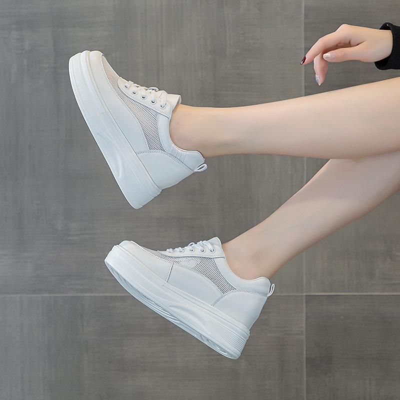 インヒールスニーカー スニーカー レディース 厚底 7cm レースアップ