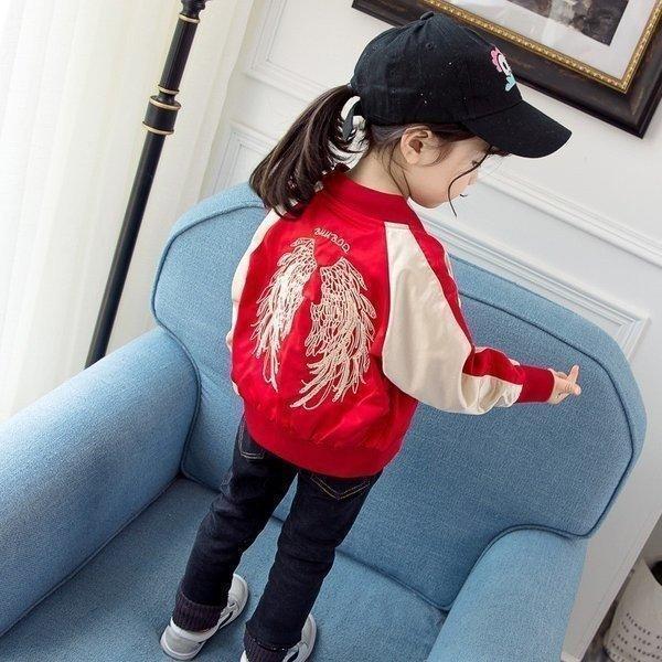 キッズベビー服刺繍スタジャンジャケットサテンスカジャン春秋 キッズベビー服刺繍スタジャンジャケットサテンスカジャン春秋