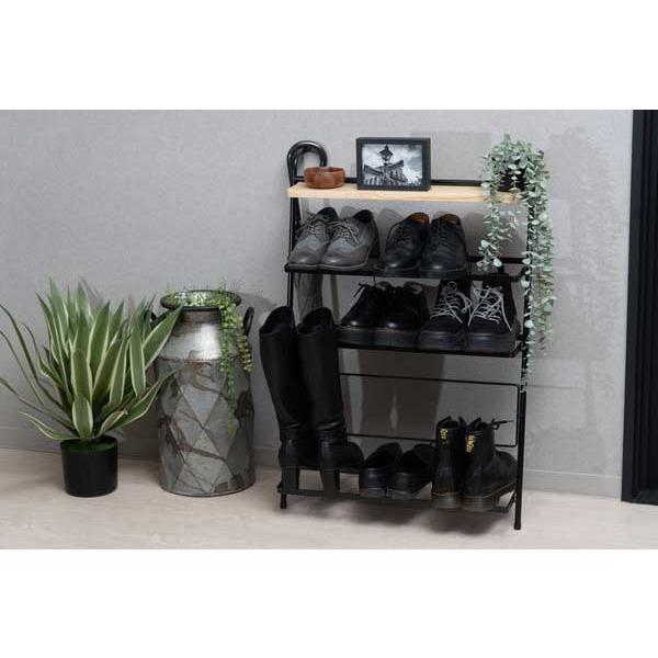 東谷 アイアンシューズラック／ブラック NIT-15BK : インテリアショップ hana Yahoo!店 - 通販 - Yahoo!ショッピング
