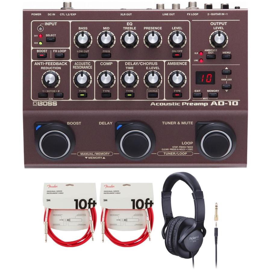 BOSS（楽器、器材） BOSS / AD-10 Acoustic Preamp [周辺機器アイテム同時購入セット] フェンダー ケーブル(赤)(YRK) : イシバシ楽器 - 通販 ...