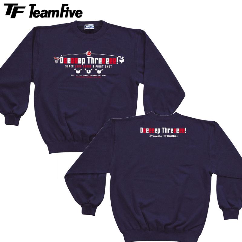 TeamFive チームファイブ トレーナー「ディーーープ・スリーーー!」 ネイビー SSS〜3Lサイズ (ATS-0501) バスケ バスケット 練習 長袖 トレーニングウェア : イシダ ...