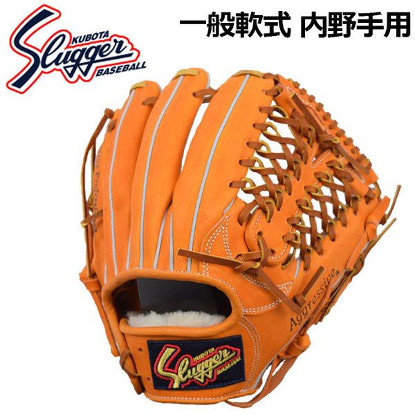 2022春夏 久保田スラッガー KUBOTA SLUGGER 野球 軟式用 内野手向け サード ショート 一般 大人用 C7036 KSN D1 KSオレンジ×タン 一般野球 一般軟式 ...