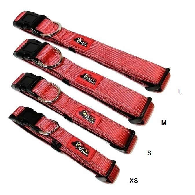 (The Little Dog Star) 犬用首輪 丈夫で軽量 簡単脱着 ネオプレーン裏地 夜間の散歩に安心な反射材入り（レッド ...