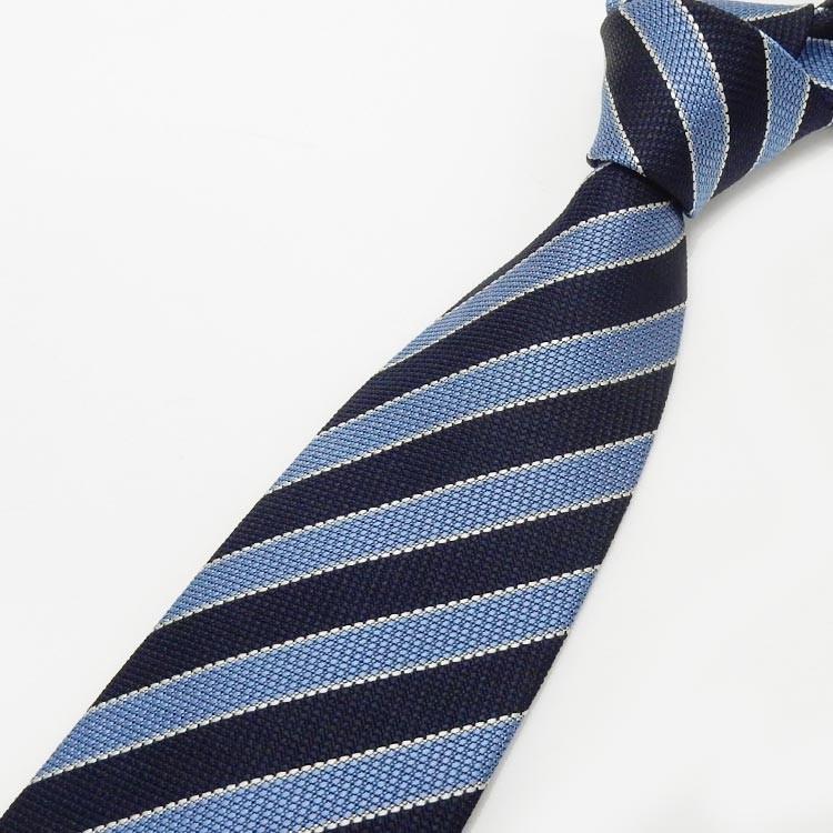 ◇Ermenegildo Zegna◇イタリア製ネクタイ◇濃紺×空色◇ストライプ◇シルク  100％◇ゼニア ネクタイ ブランド　EZN05 ZEGNA（ゼニア） ◇Ermenegildo Zegna◇イタリア製ネクタイ◇濃紺×空色