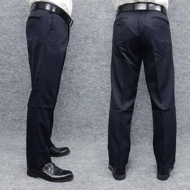 春夏 スリムノータック スラックス 濃紺/シャドーストライプ ウォッシャブル ビジネスパンツ 76cm-97cm OS1316-2 : ズボン ...