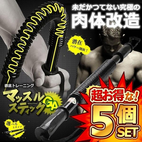 5個セット マッスルスティックGA 60kgタイプ アームバー 振ったり 曲げたり お手軽 トレーニング 筋トレ バネ スプリング YT-B106-60 :d1025-3a-60-5set ...