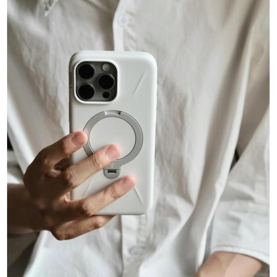 【新型ゼンマイ式 ・高級なデザイン】TORRAS iPhone 16 Pro 用 ケース ゼンマイ式スタンド 黄変防止 マグネット搭載 縦横両対応 リング 新型ゼンマイ式 ・高級なデザイン】TORRAS iPhone 16 Pro 用 ケース