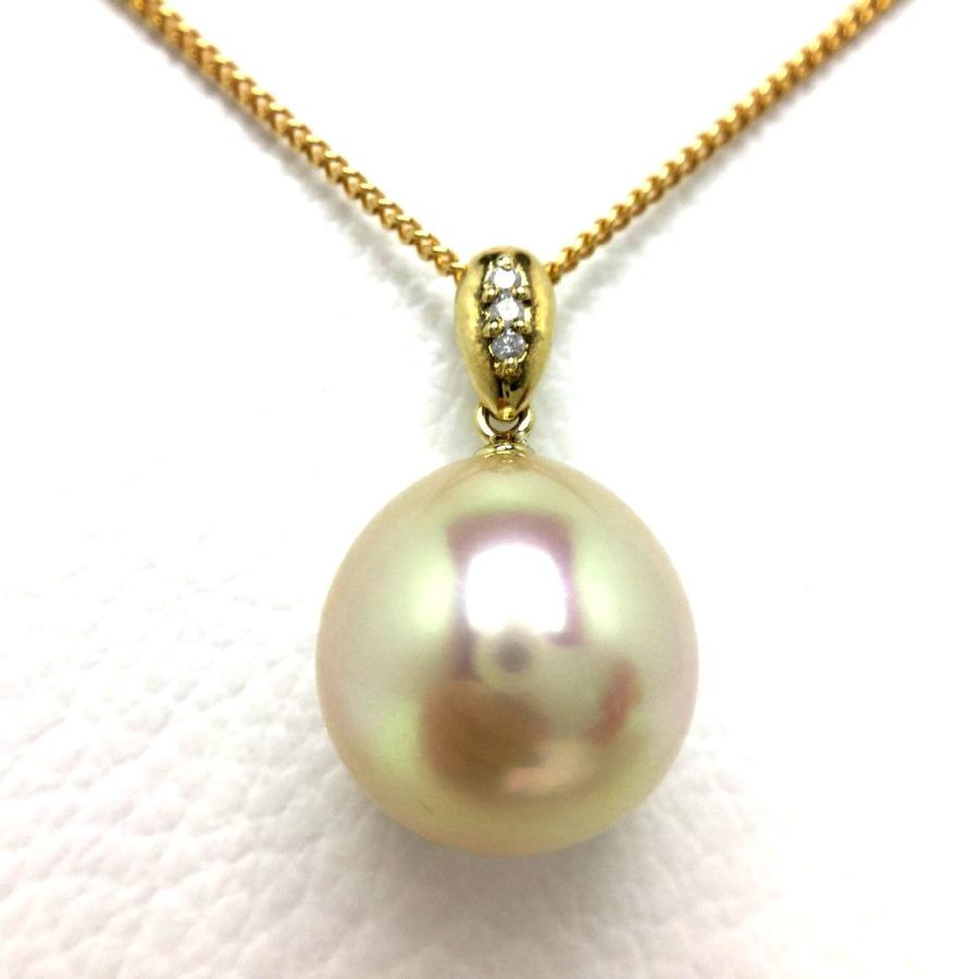 Isowa Pearl 真珠 ペンダントトップ パール 白蝶真珠 真珠ペンダント パールペンダント 13.6mm K18 イエローゴールド ダイヤモンド 0.03ct 66151 ...
