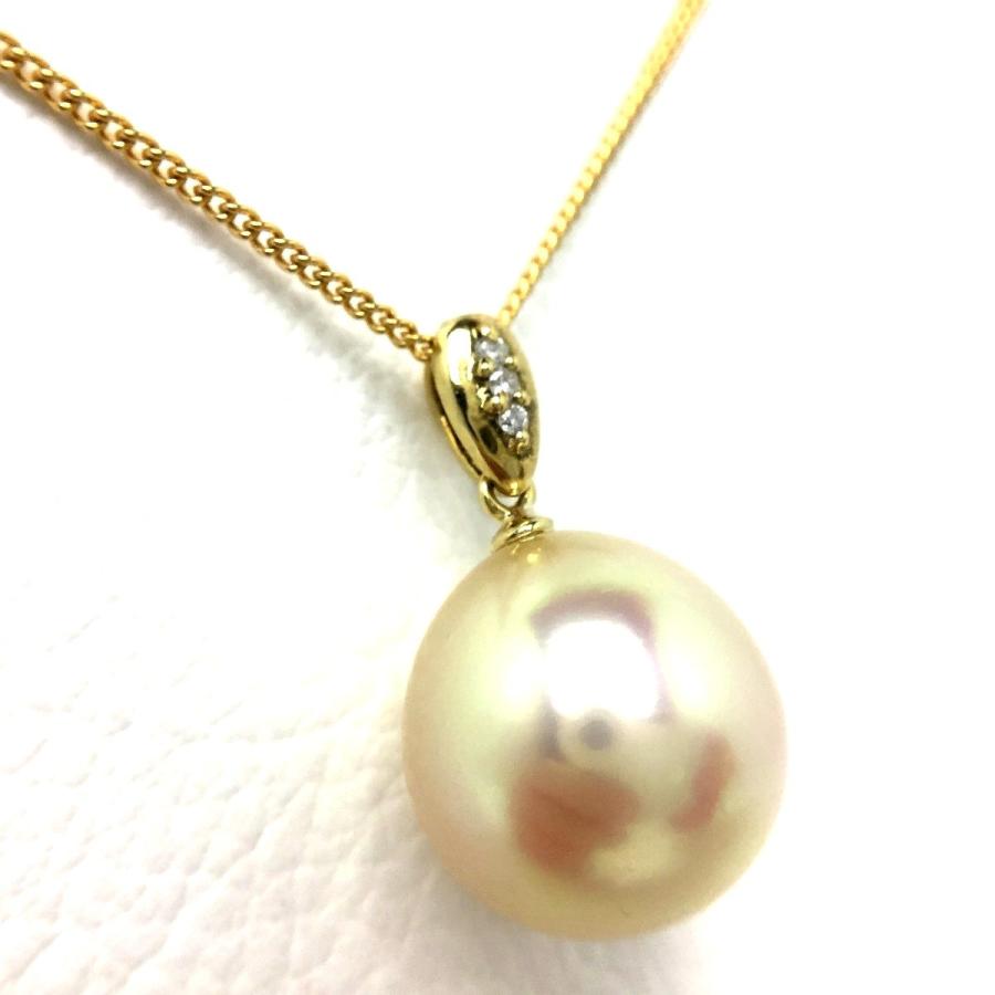 Isowa Pearl 真珠 ペンダントトップ パール 白蝶真珠 真珠ペンダント パールペンダント 13.6mm K18 イエローゴールド ダイヤモンド 0.03ct 66151 ...