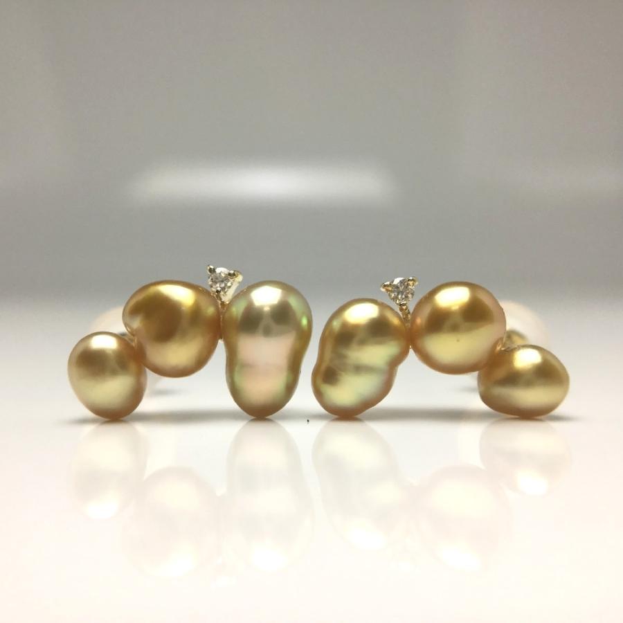 Isowa Pearl 真珠 ピアス パール 白蝶真珠 スタッド 真珠ピアス パールピアス 3.5mm・4.5mm・4.8mm K18 イエローゴールド ダイヤ 0.02ct 66284 ...