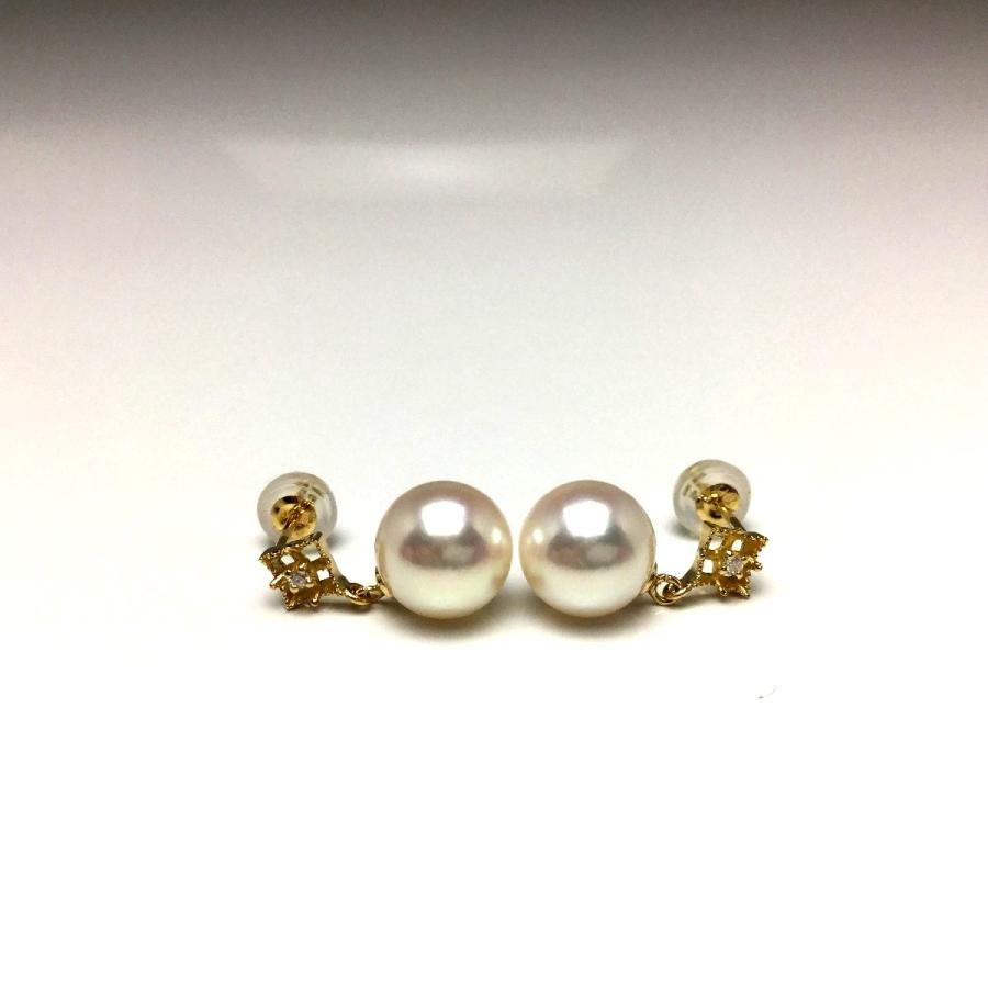 真珠 ピアス パール アコヤ真珠 スタッド 真珠ピアス パールピアス 8.25mm K18 イエローゴールド ダイヤモンド 0.02ct 66950 : Isowa Pearl - 通販 ...