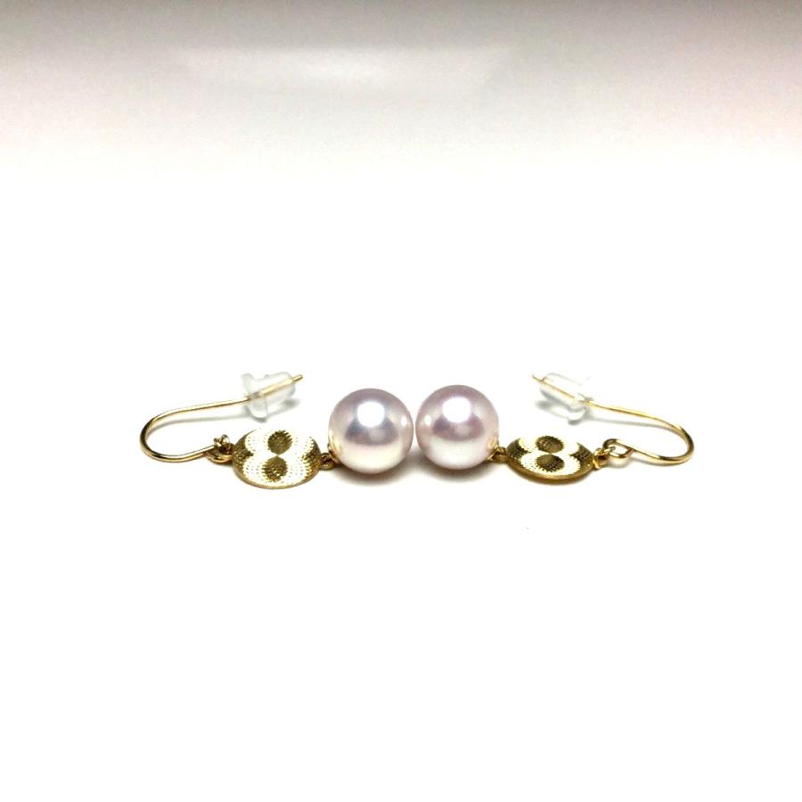 真珠 ピアス パール アコヤ真珠 フック 真珠ピアス パールピアス 7.7mm K18 イエローゴールド 67660 : Isowa ...