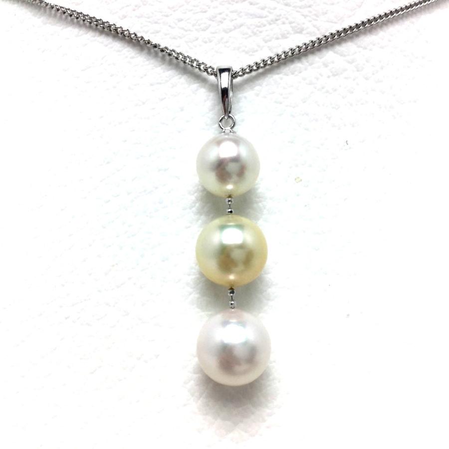 真珠 ペンダントトップ パール アコヤ真珠 真珠ペンダント パールペンダント 7.7mm8.5mm・8.5mm K14 ホワイトゴールド 68140 : Isowa Pearl - 通販 ...