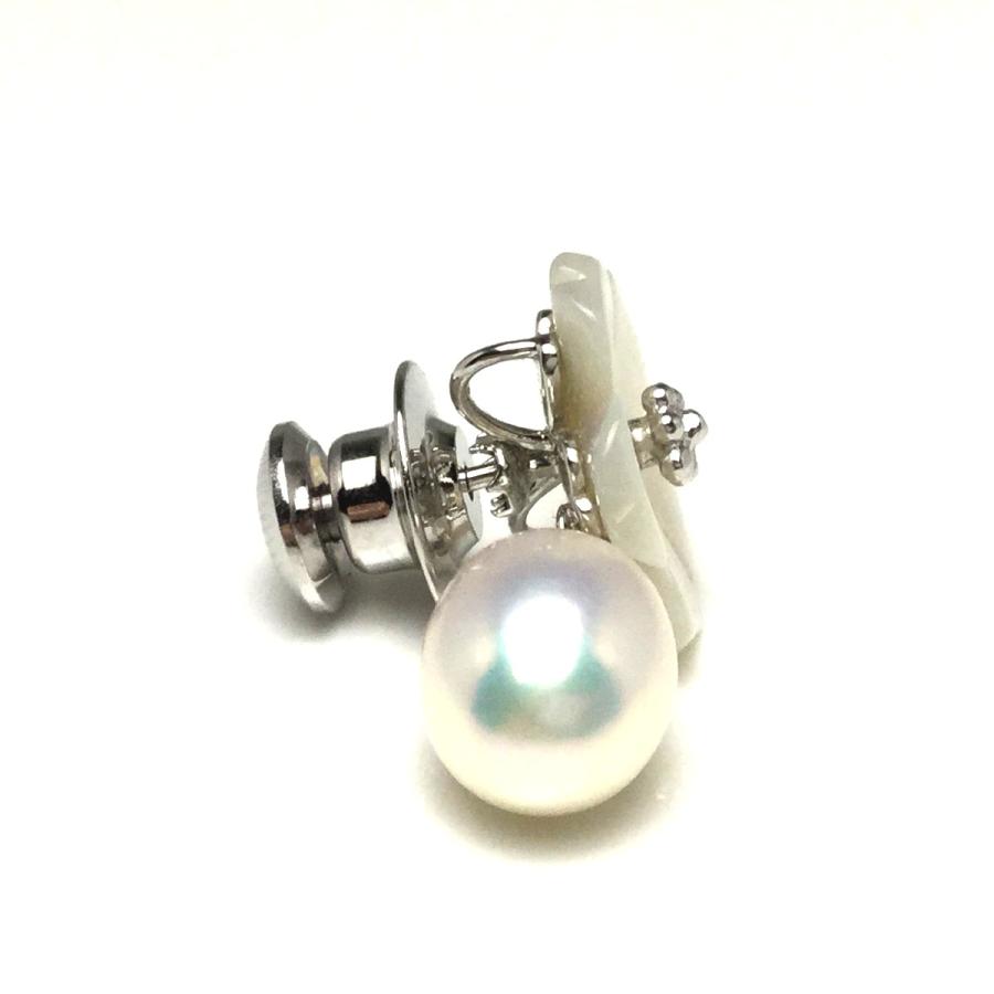 真珠 タイニーピン パール 淡水真珠 真珠ブローチ パールブローチ 8.7×12.0mm シルバー シェル 69554 : Isowa ...