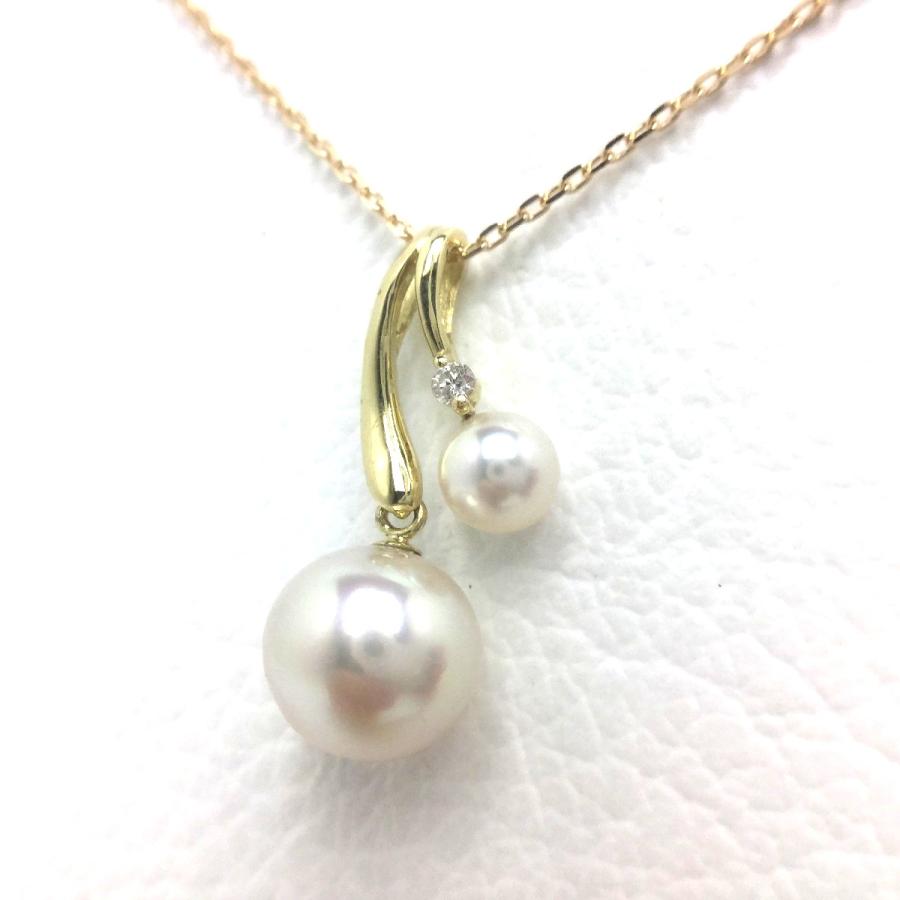 Isowa Pearl 真珠 ペンダント パール アコヤ真珠 真珠ペンダント パールペンダント 7.8mm・4.4mm K18 イエローゴールド ダイヤモンド 0.02ct 70121 ...