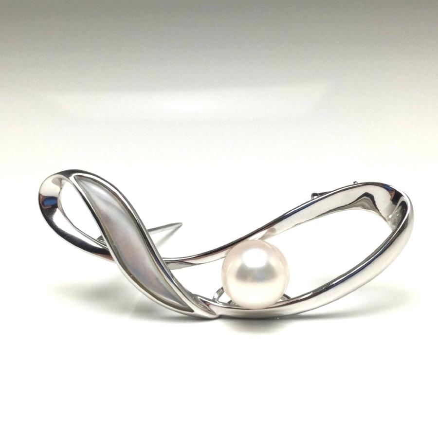真珠 ブローチ パール アコヤ真珠 真珠ブローチ パールブローチ 9.2mm シルバー シェル 73235 : Isowa Pearl ...
