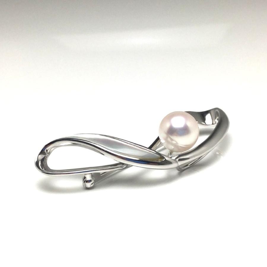 真珠 ブローチ パール アコヤ真珠 真珠ブローチ パールブローチ 9.2mm シルバー シェル 73235 : Isowa Pearl ...