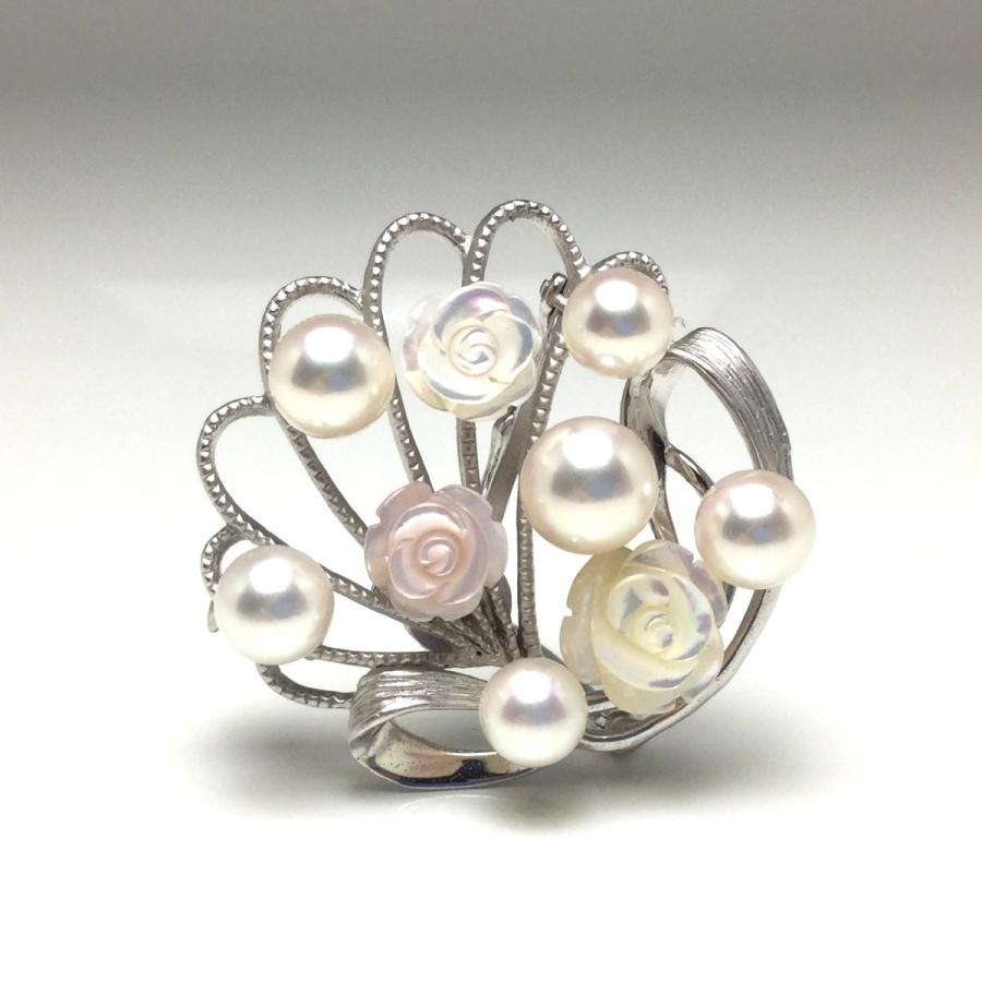 真珠 ブローチ パール アコヤ真珠 真珠ブローチ パールブローチ 7.5-8.0mm シルバー シェル 73314 : Isowa Pearl ...