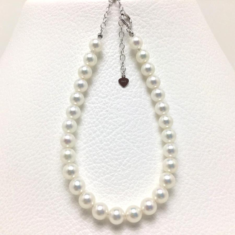 真珠 ブレスレット パール アコヤ真珠 真珠ブレスレット パールブレスレット 5.5-6.0mm K14 ホワイトゴールド アジャスター ...