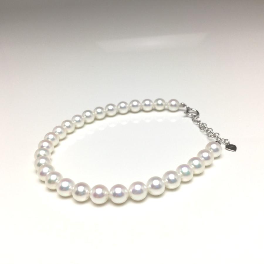 真珠 ブレスレット パール アコヤ真珠 真珠ブレスレット パールブレスレット 5.5-6.0mm K14 ホワイトゴールド アジャスター ...