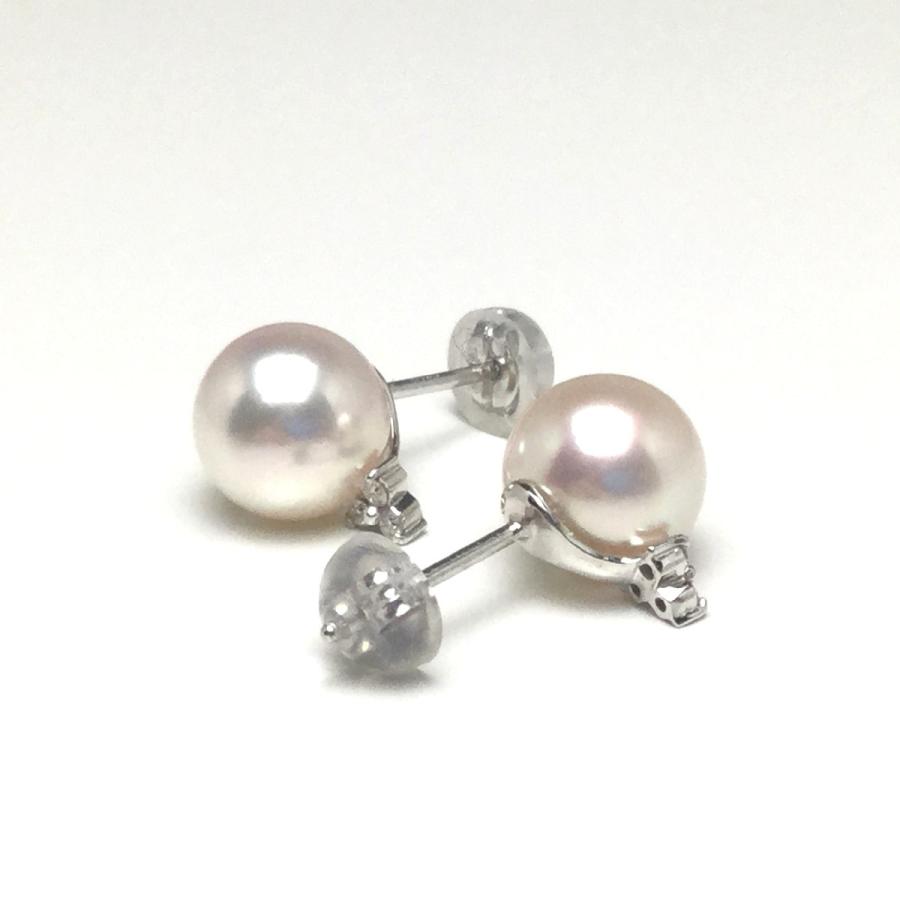 真珠 ピアス パール アコヤ真珠 スタッド 真珠ピアス パールピアス 8.3mm K14 ホワイトゴールド ダイヤモンド 0.06ct 74012 : 74012 : Isowa Pearl ...
