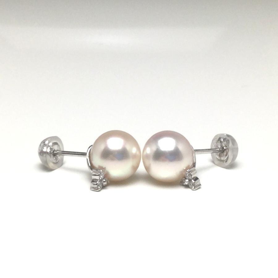真珠 ピアス パール アコヤ真珠 スタッド 真珠ピアス パールピアス 8.3mm K14 ホワイトゴールド ダイヤモンド 0.06ct 74012 : 74012 : Isowa Pearl ...