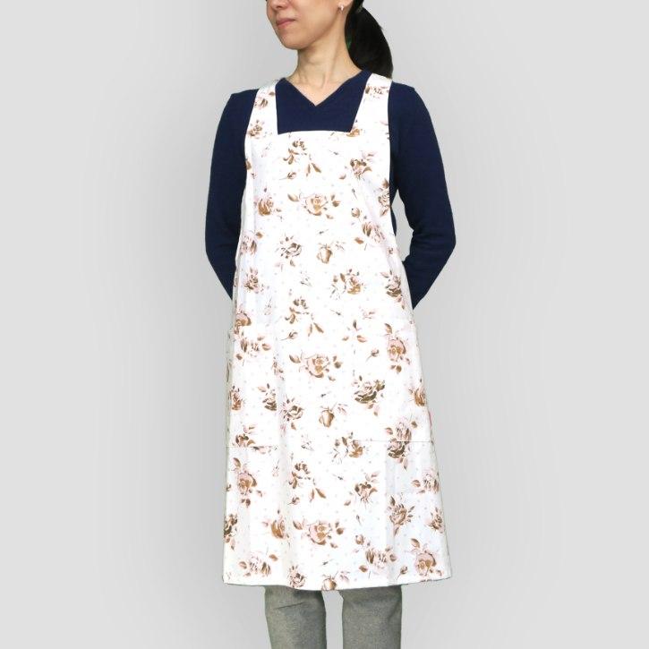 バッククロスエプロン ドットローズ ベージュ かぶり : isso ecco Yahoo!店 - 通販 - Yahoo!ショッピング