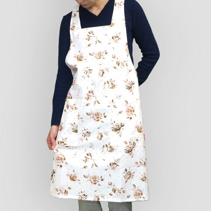 バッククロスエプロン ドットローズ ベージュ かぶり : isso ecco Yahoo!店 - 通販 - Yahoo!ショッピング