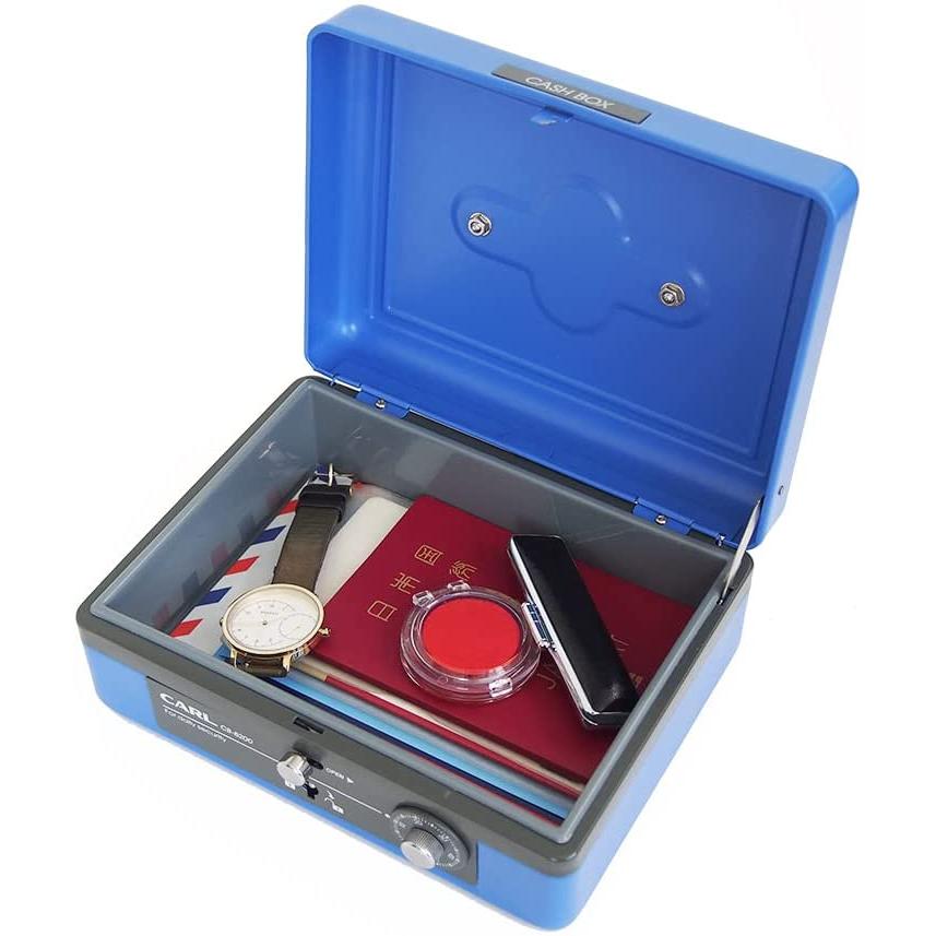 文具 16517 カール キャッシュボックス（L） カール事務器 手提げ金庫 小型 キャッシュボックス A6 ブルー CB-8200-B : isuka - 通販 - Yahoo!ショッピング