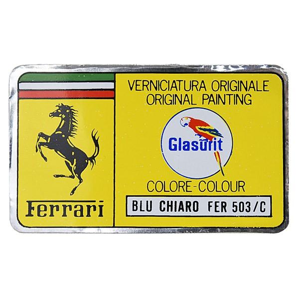 Ferrari（フェラーリ） フェラーリ純正 ペイントコードステッカー(BLU CHIARO FER 503/C) 21096 : イタリア ...