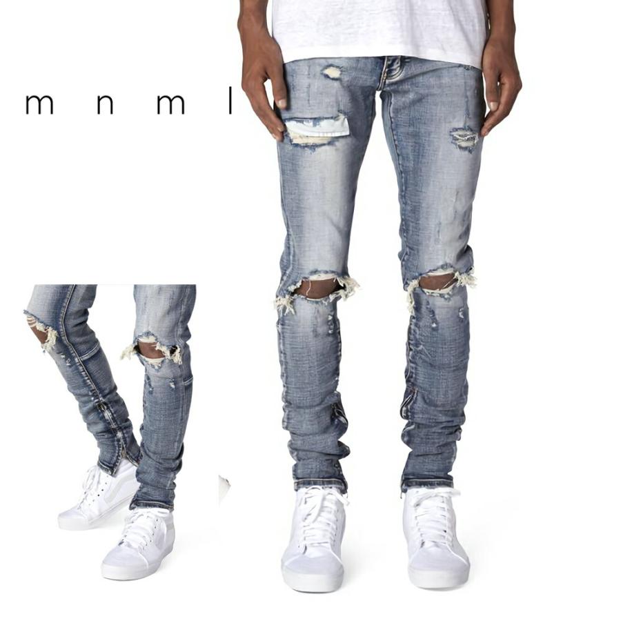mnml ミニマル M1 STRETCH DENIM Blue トレンド ストレッチ デニム パンツ ジーンズ アンクルジップ 28/29/30/32/34 : shopooo by GMO ...