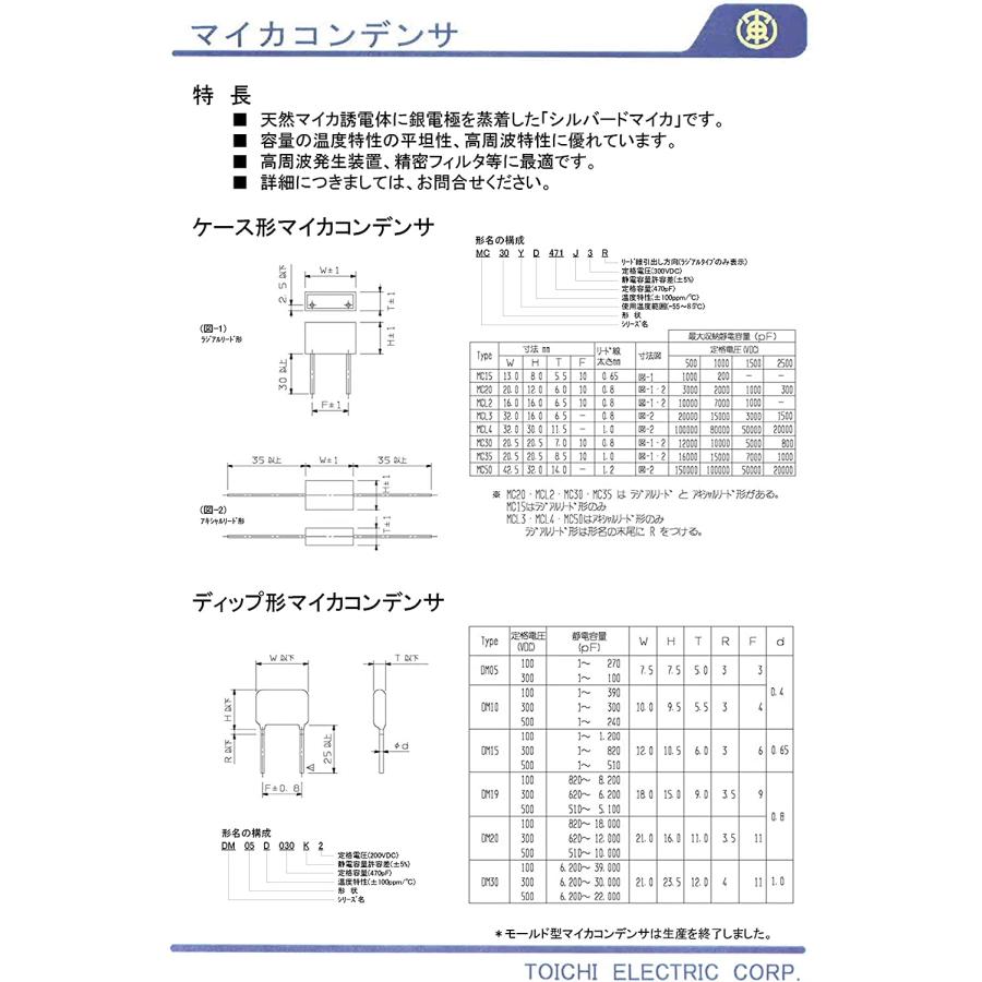 SOSHIN モールド マイカコンデンサ 1000V 1000pF (許容差±5%) MCシリーズ MC30YD102J10 (2個セット) : shopooo by GMO - 通販 ...