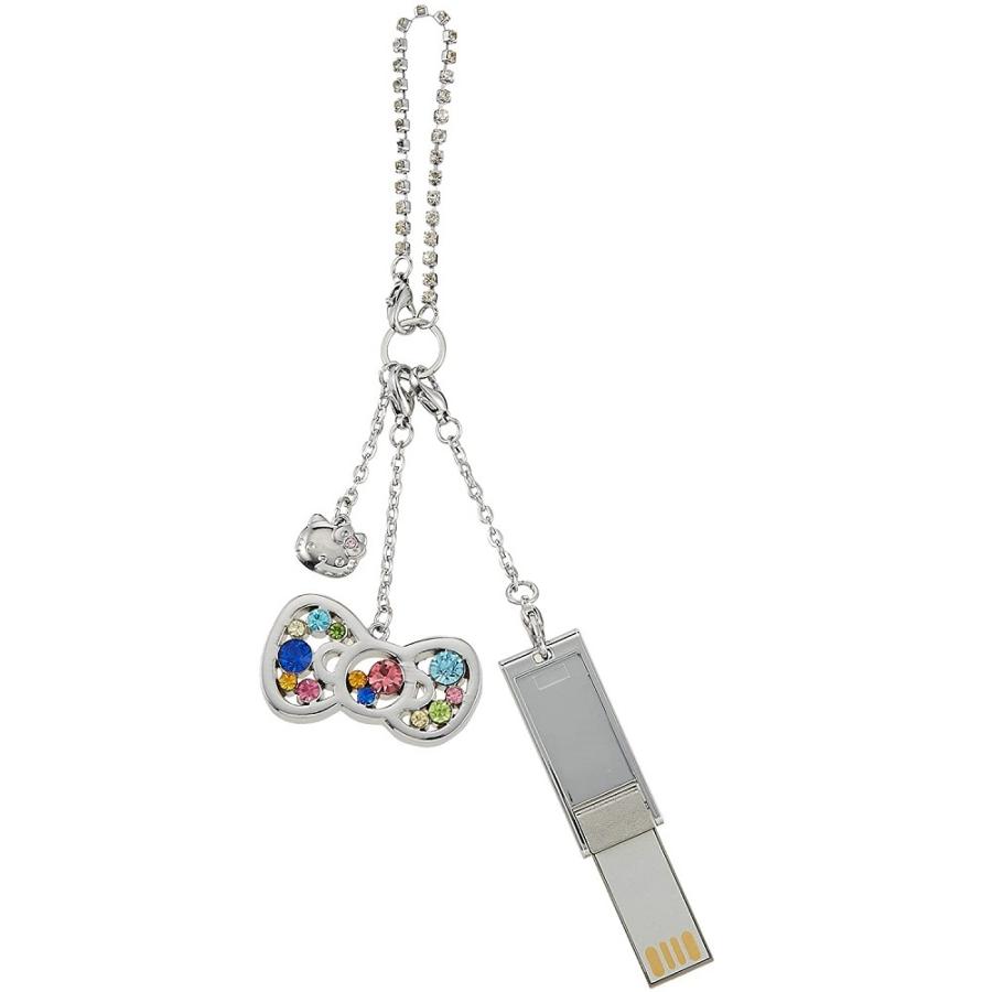 ハローキティ USBメモリー 2GB キティ＆リボン(ラインストーンカラーmix)チャーム付き 防水仕様 Kingmax-kittyUSB2GBtypeA-pk : shopooo by ...