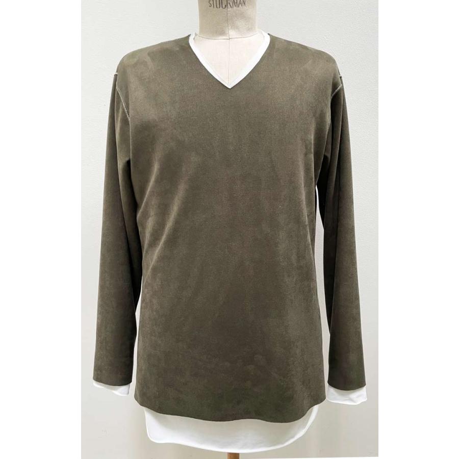 MT2994 HI TENTION ECO SUEDE CUT OFF 2SET V NECK PULLOVER #75 OLIVE x WHT : 1-francist-3576 ...