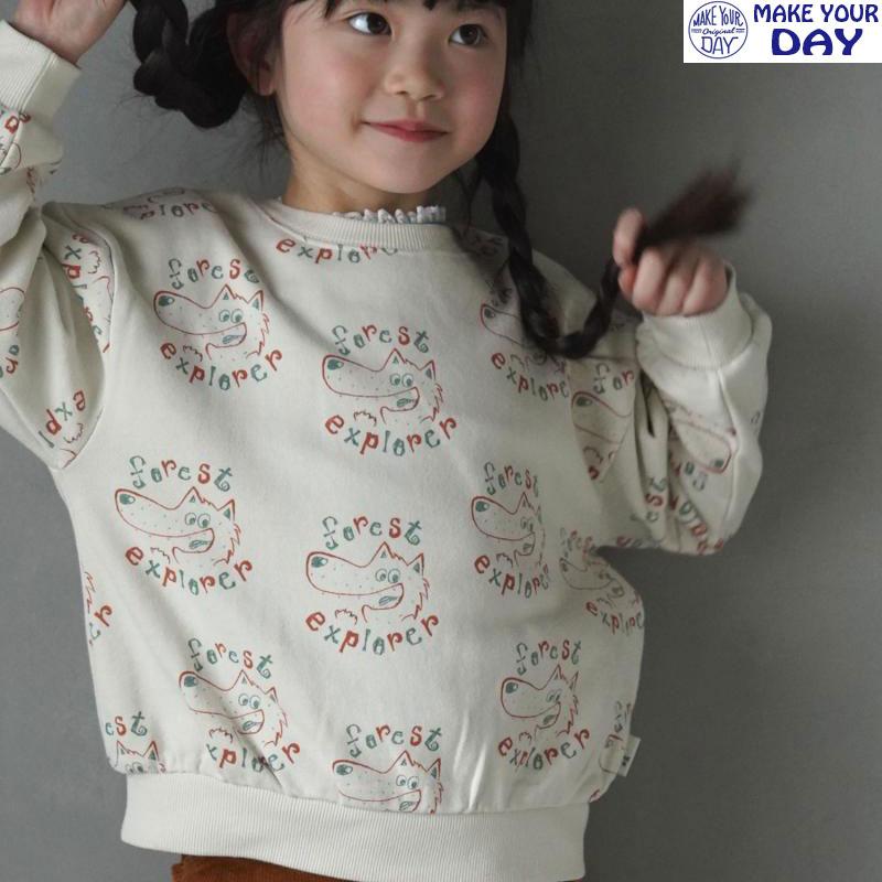 メイクユアデイ MAKE YOUR DAY 探検家オオカミの総柄裏毛トレーナー IV 440118 : 1-peace5-10872 ...