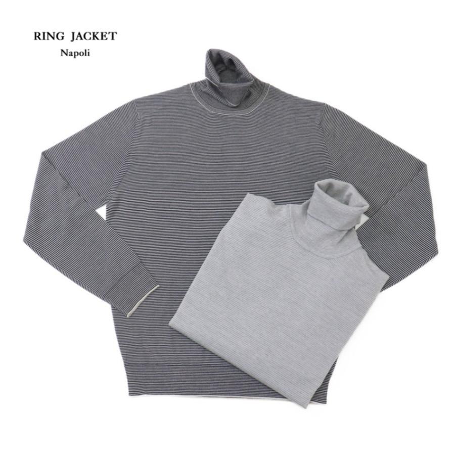 RING JACKET Napoli ハイゲージ タートルネックニット【グレー×アイボリー・ネイビー×アイボリー】 : shopooo by GMO - 通販 - Yahoo!ショッピング