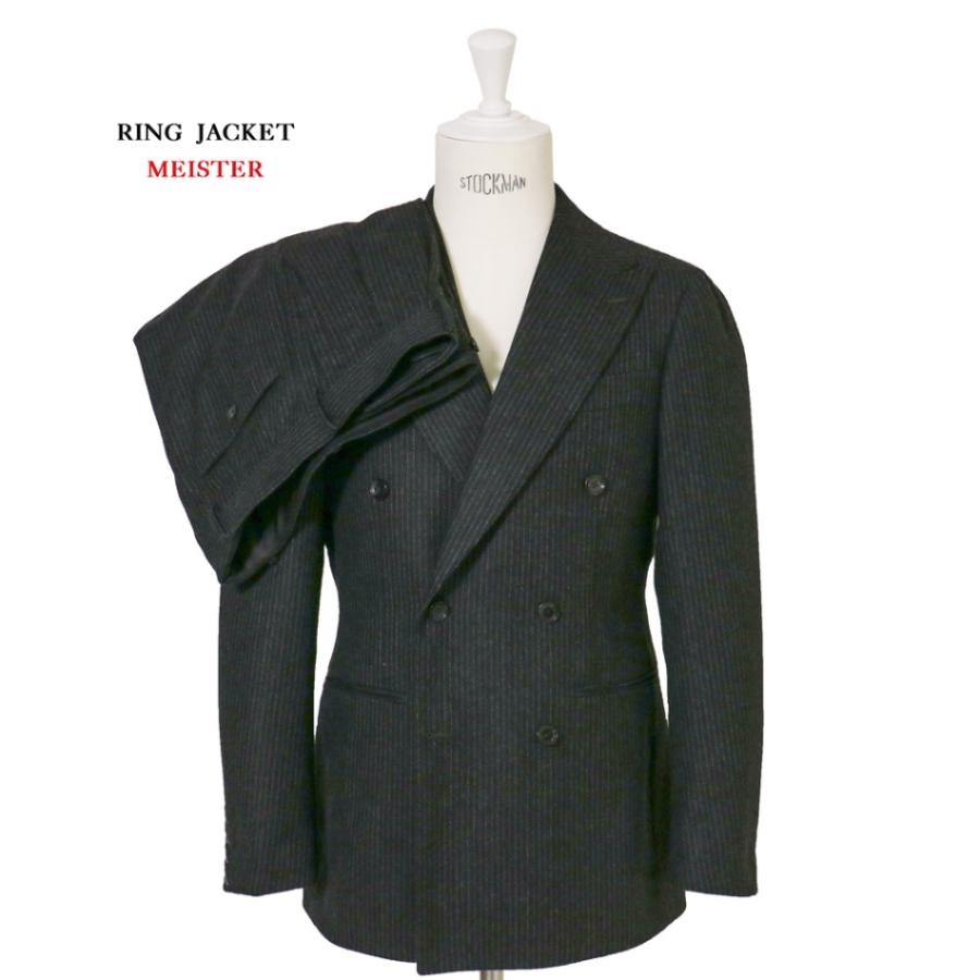 RING JACKET MEISTER 6B2プリーツダブルブレステッドスーツ【グレー/ストライプ】Model NO-296 S-178FOX ...