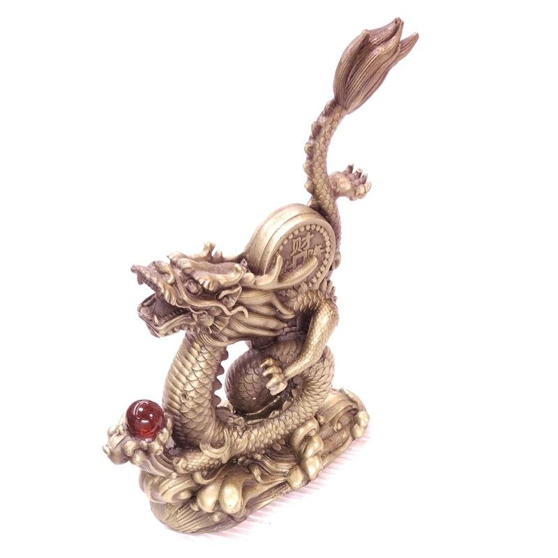 中華金物 641 銅(真鍮)製 置物 龍ドラゴン 財富興隆 高19.8cm : shopooo by GMO - 通販 - Yahoo!ショッピング