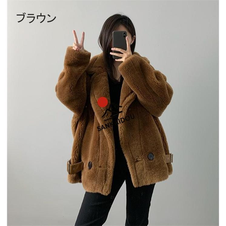 テディベアコート コート レディース アウター ウールコート テディベア ショート丈 テディコート ボアコート ボア ショートコート 長袖 ポケット付 もこもこボアビッグ ファーコート きれいめ 秋服 冬服 あったか 暖か 防寒 秋冬 春 秋 冬 チェスターコート テディベアショートコート コート レディース アウター ウール