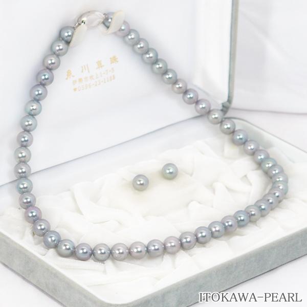 グレー系2点セットあこや真珠ネックレス＜8mm＞NE-2420 :NE-2420:糸川真珠 - 通販 - Yahoo!ショッピング
