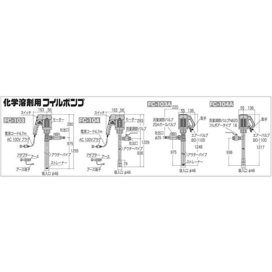 工進（KOSHIN） 化学溶剤用電動ドラムポンプ フィルポンプ AC-100V FC-104 【KOSHIN/電動ドラムポンプ（工業用）/代引 ...
