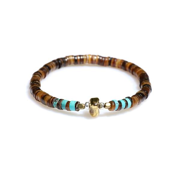 SunKu サンク 39 ヒシシェル ブレスレット (Brown) / SK-055-BRN 正規品 ブラウン 茶色 シルバー ブラス ゴールド ターコイズ グリーン 緑 真鍮 銀 金 天 ...