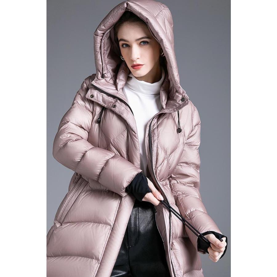 ダウンコート レディース フード付き 90%ダウン 真冬でもおしゃれに