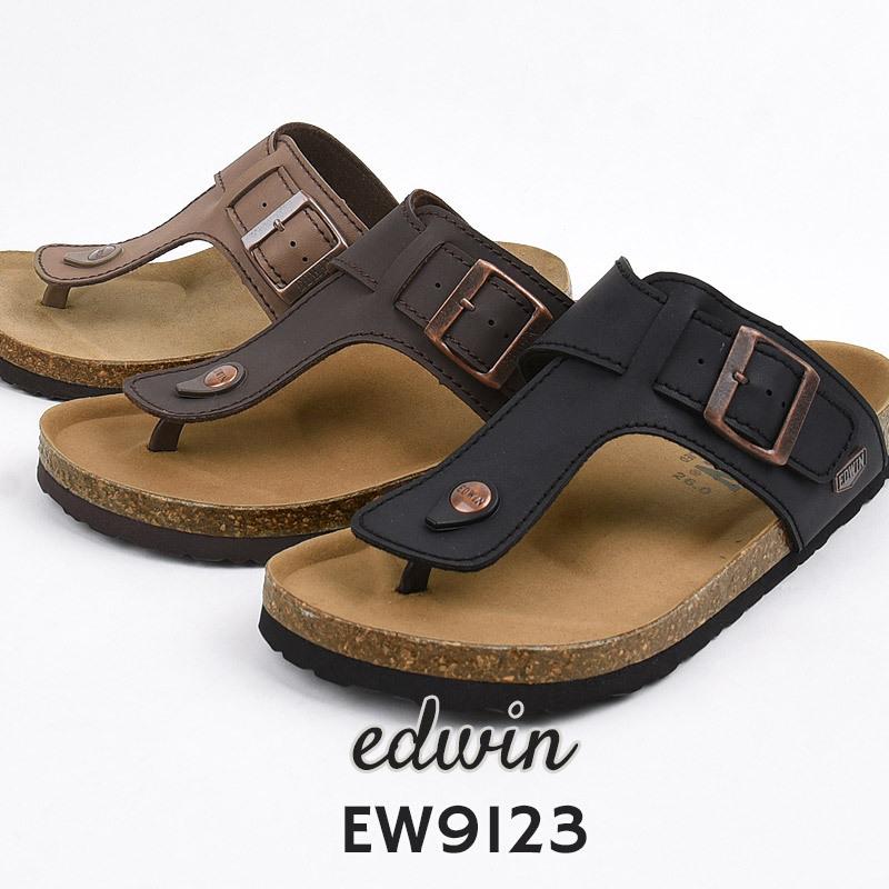 エドウィン EDWIN メンズ サンダル カジュアル コンフォート トングサンダル フットベットサンダル EW9123 黒 茶 : アイビーCASUAL - 通販 - Yahoo!ショッピング