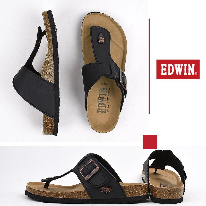 エドウィン EDWIN メンズ サンダル カジュアル コンフォート トングサンダル フットベットサンダル EW9123 黒 茶 : アイビーCASUAL - 通販 - Yahoo!ショッピング
